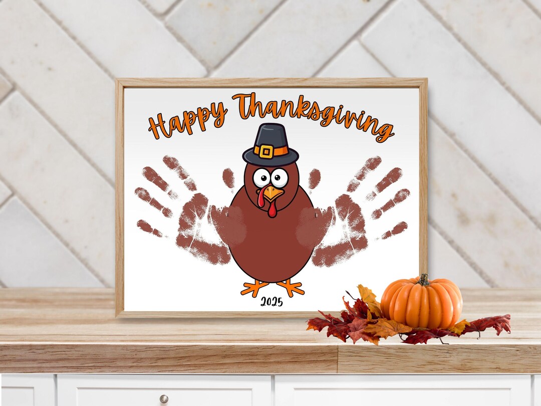 Thanksgiving Handprint Turkey Craft Printable | Kids Fingerprint ...