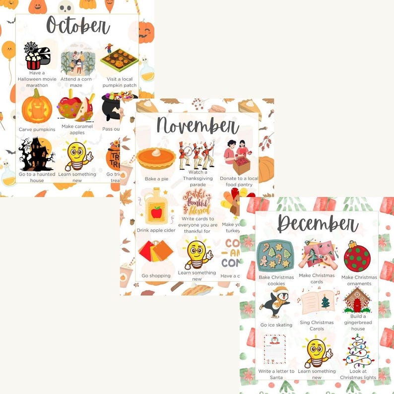 12 Months Bucket List, Printable Bucket List, Monthly Bucket List, 2025 ...