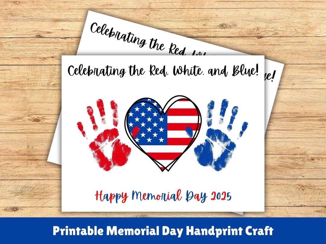 Printable Memorial Day Handprint Craft, Memorial Day Handprint Craft ...