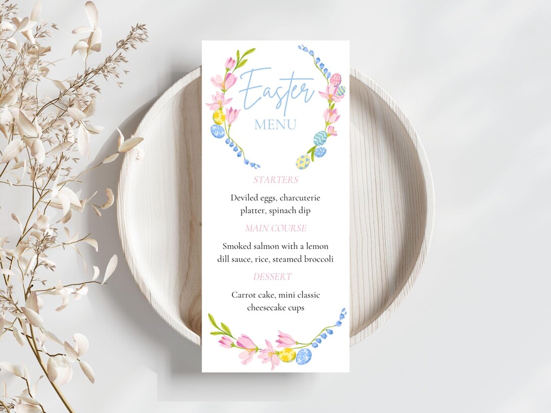 Editable Easter Menu Printable, Easter Menu Template, Easter Brunch ...