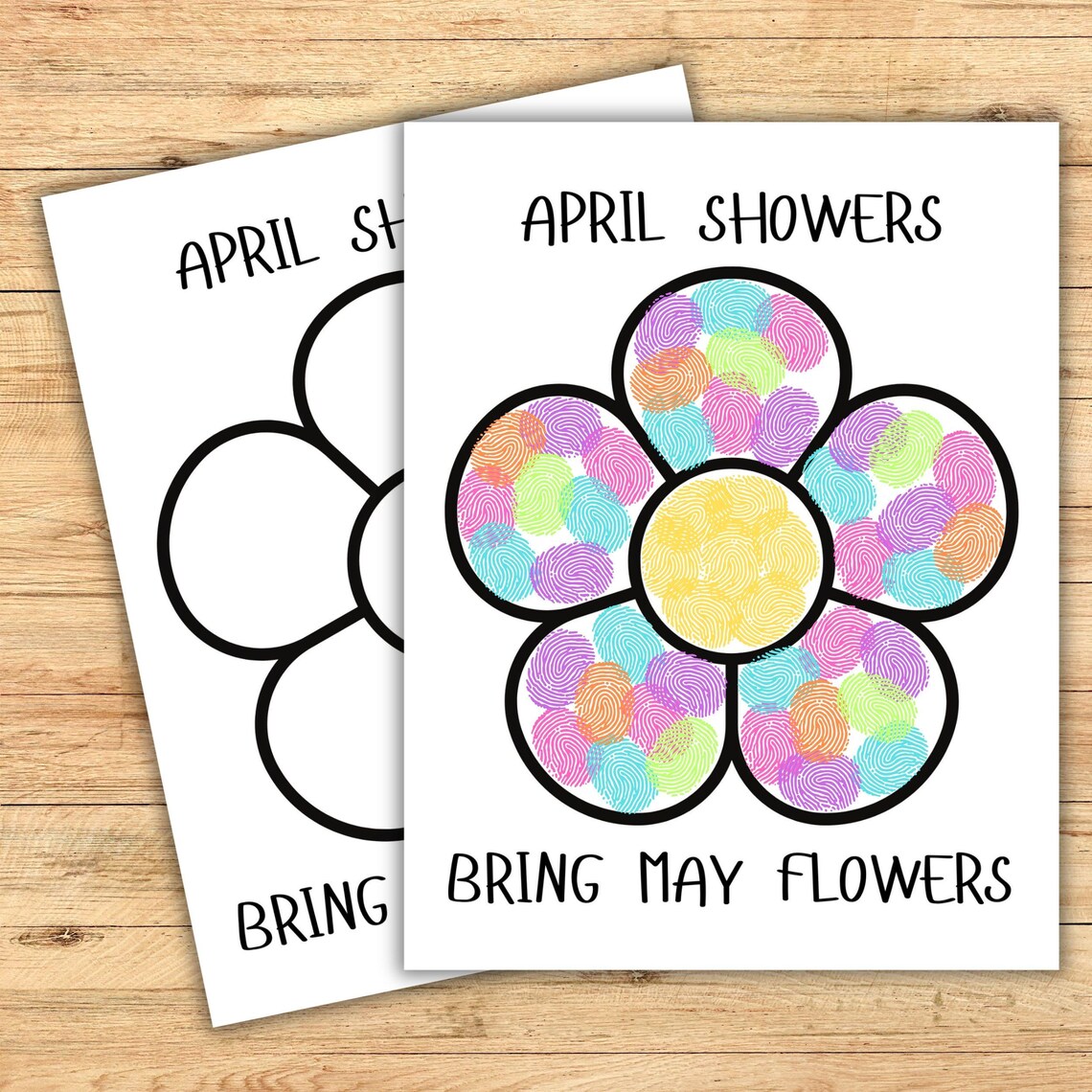 April Showers Bring May Flowers, Spring Craft for Kids, Fingerprint Art ...