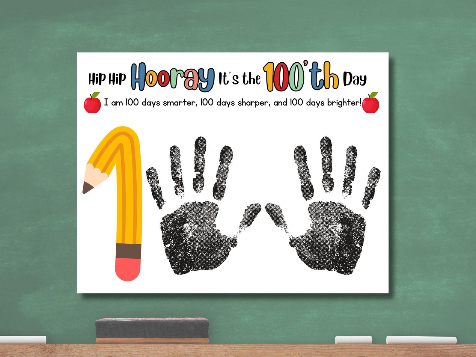 100th Day of School Handprint Craft, 100 Days of School Handprint Art ...
