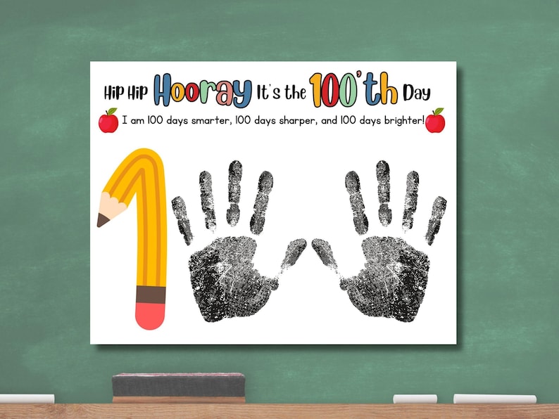 100th Day of School Handprint Craft, 100 Days of School Handprint Art ...