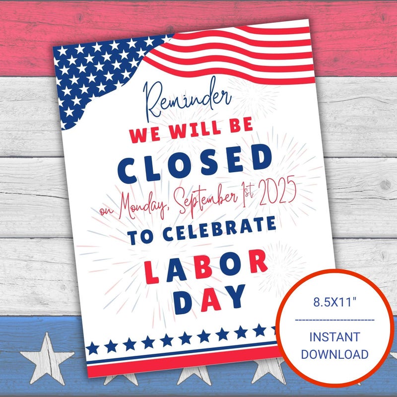 Closed on Labor Day Holiday Sign - Etsy