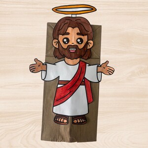 Jesus Paper Bag Puppet, Printable Craft, Paper Bag Puppet Bible Lesson ...