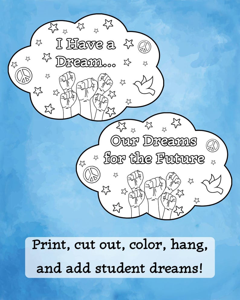 MLK Day Dream Cloud Writing Activity • I Have a Dream Printable ...
