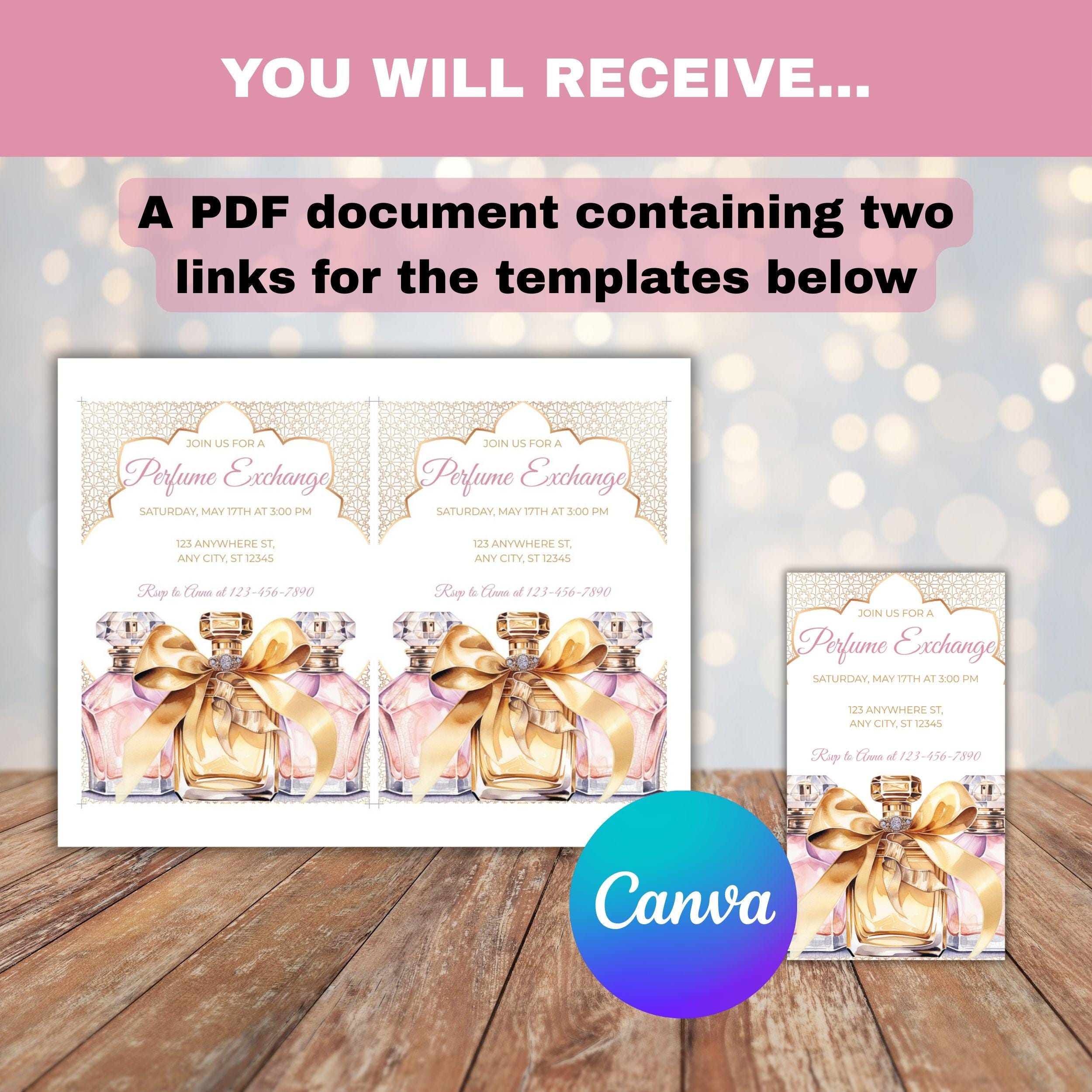 Editable Perfume Exchange Invitation Templates, Printable and Digital ...