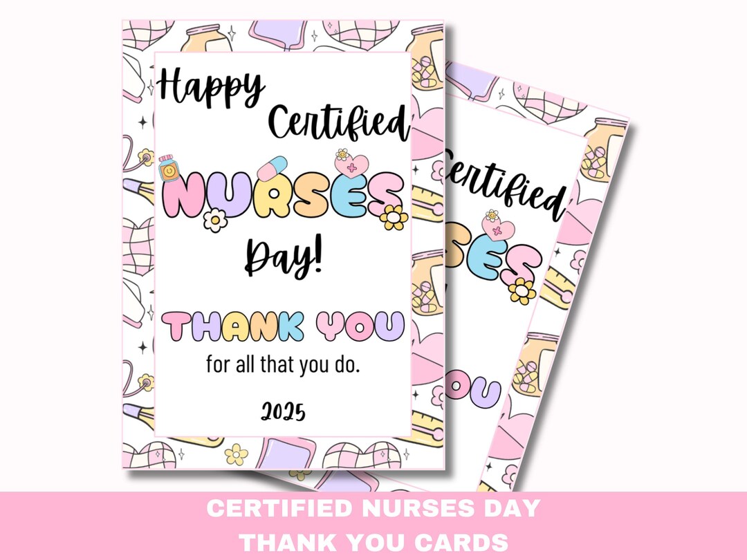 Certified Nurses Day Card 2025 Printable, Printable Thank You Card ...