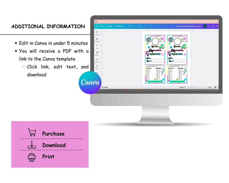 90s Theme Editable Teacher Appreciation Week Door Hangers, Retro ...