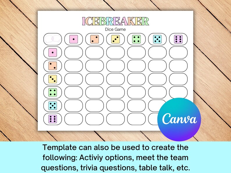Editable Icebreaker Dice Game Printable, Icebreaker Activity, Get to ...