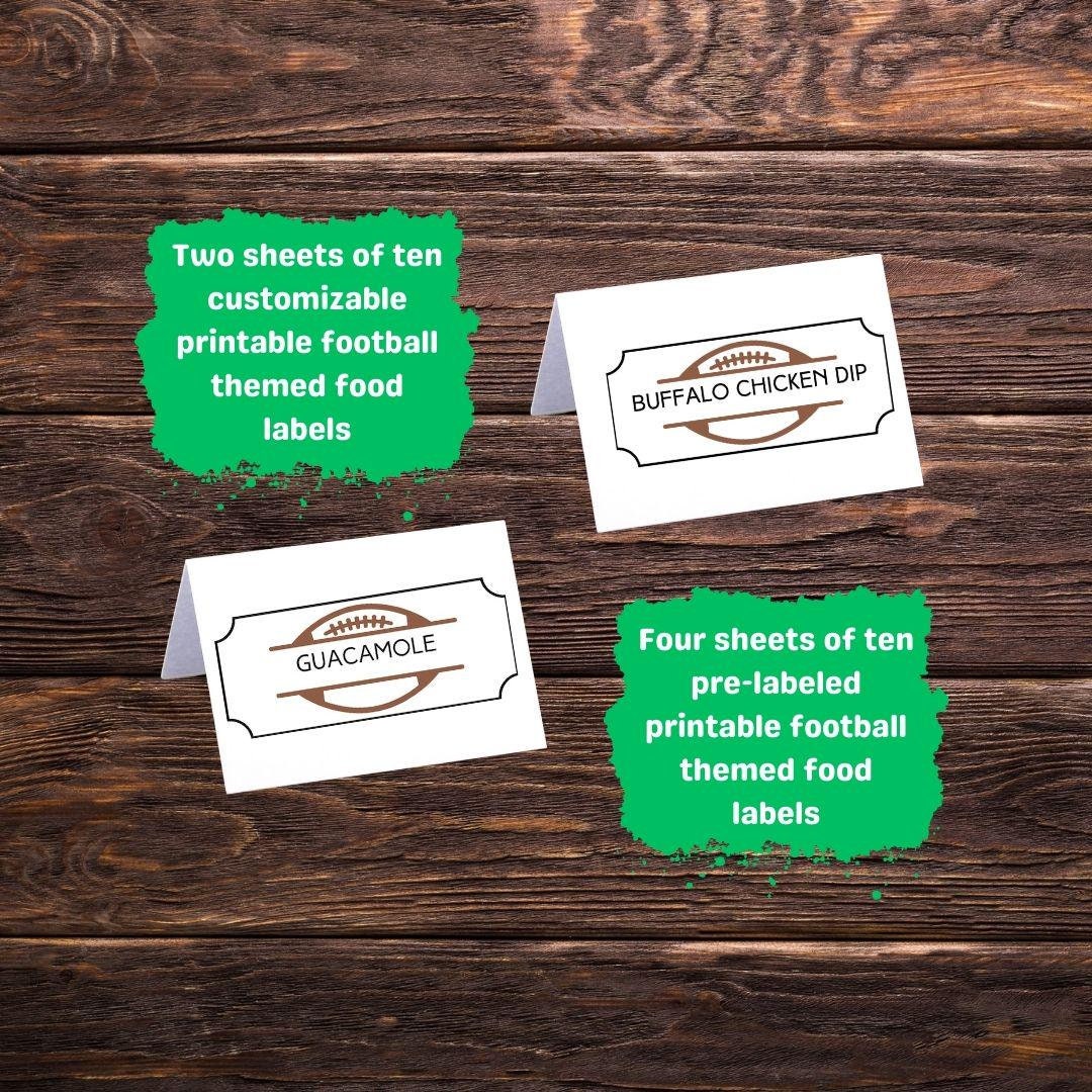 Printable Football Party Food Labels, Football Sunday, Game Day Food ...