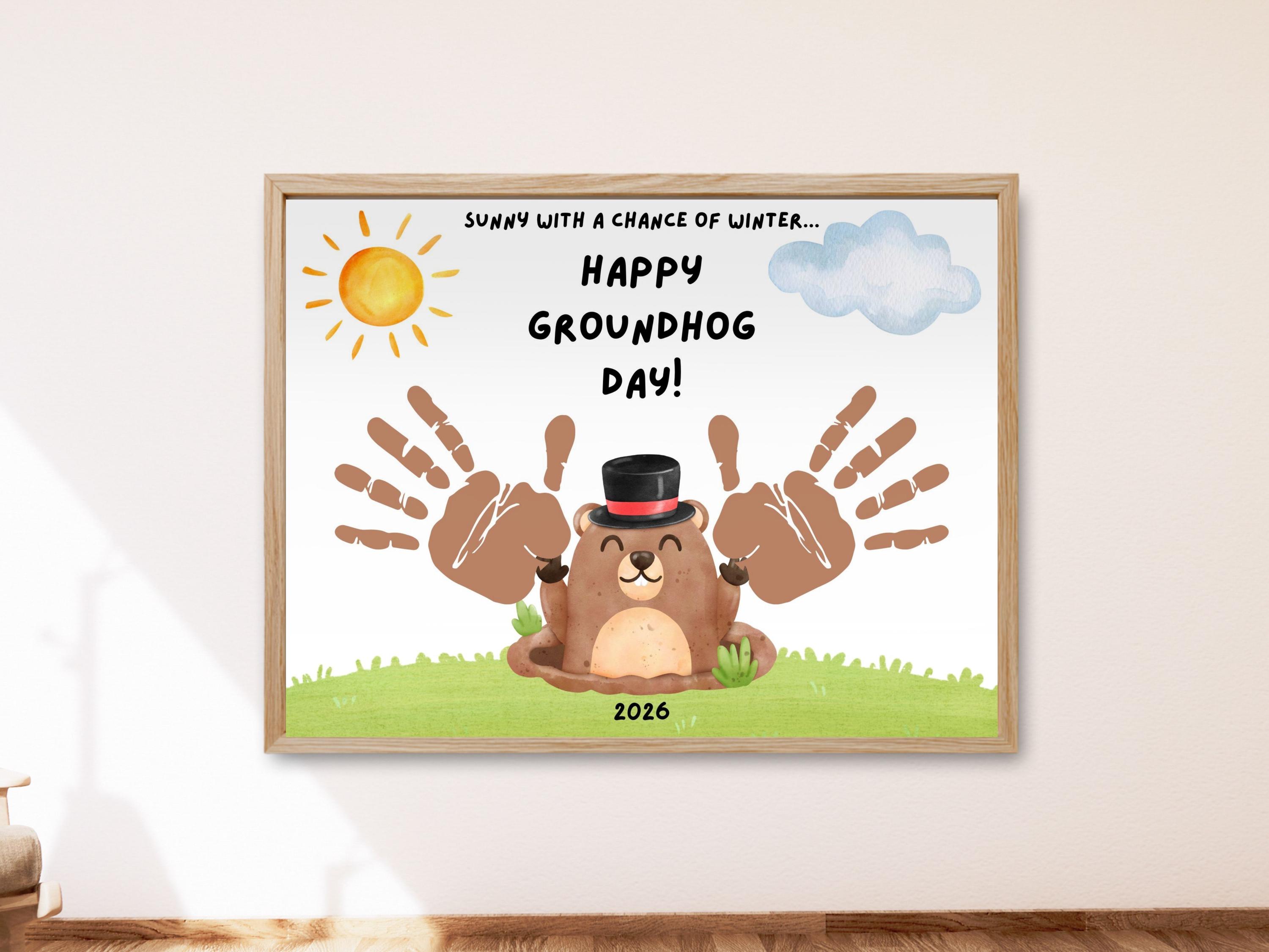 Groundhog Day Handprint Craft, Printable Handprint Craft, Groundhog Day ...