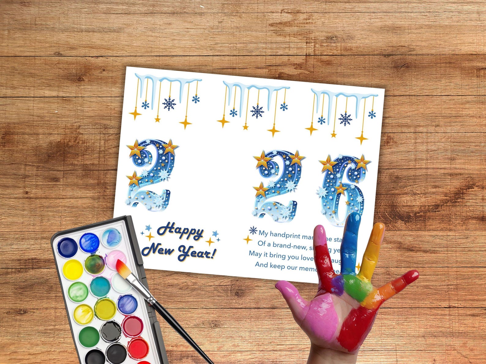 Happy New Year Handprint Craft Printable, New Year Handprint Craft 2026 ...