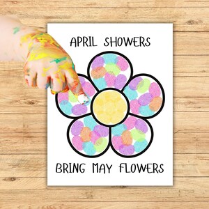 April Showers Bring May Flowers, Spring Craft for Kids, Fingerprint Art ...