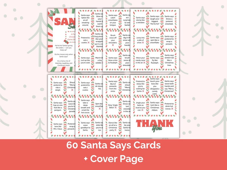 Santa Says Game Printable, Christmas Game, Christmas Party Activity ...