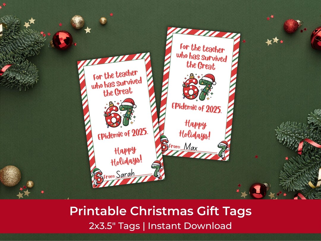Funny 67 Teacher Christmas Gift Tags Printable, Holiday Favor Tags ...