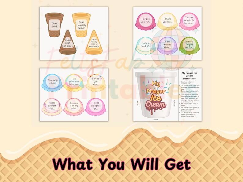 Ice Cream Kids Prayer Activity Printable, Bible Based Prayer Prompts ...