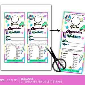 90s Theme Editable Teacher Appreciation Week Door Hangers, Retro ...