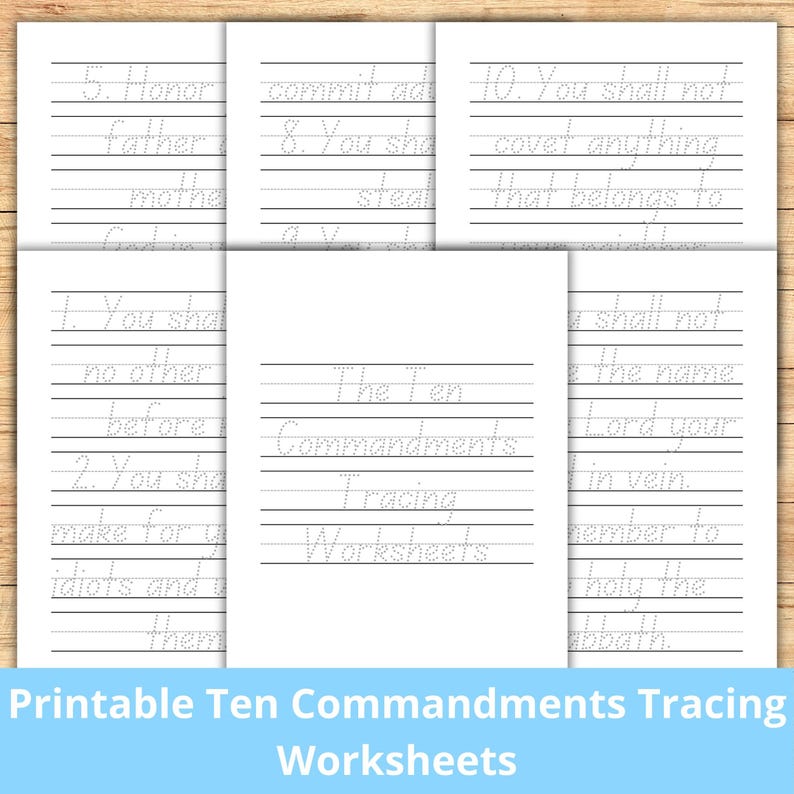 The Ten Commandments Tracing Worksheets for Kids, Printable Ten ...