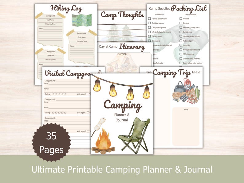Printable Camping Planner & Journal, Camping Trip Planner, Camping ...