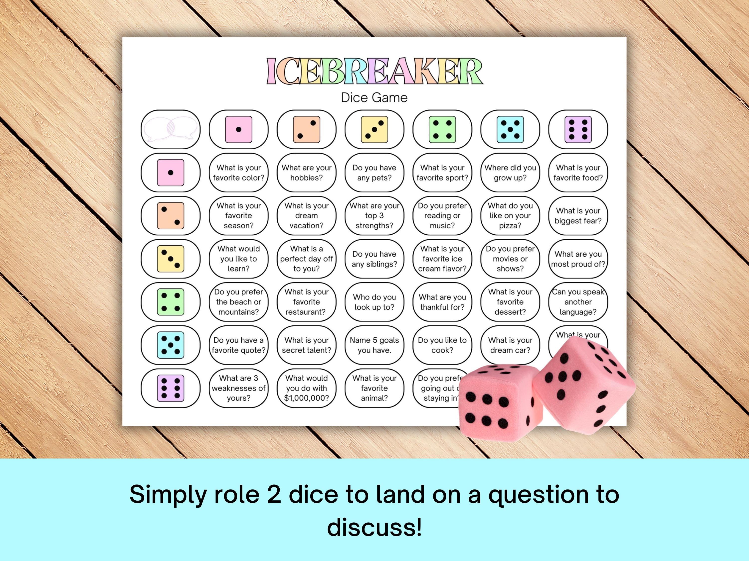 Editable Icebreaker Dice Game Printable, Icebreaker Activity, Get to ...