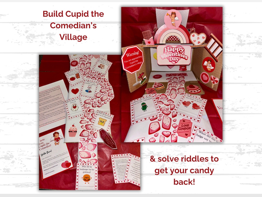 Valentines Day Craft Printable, Build Cupid’s Village and Solve ...