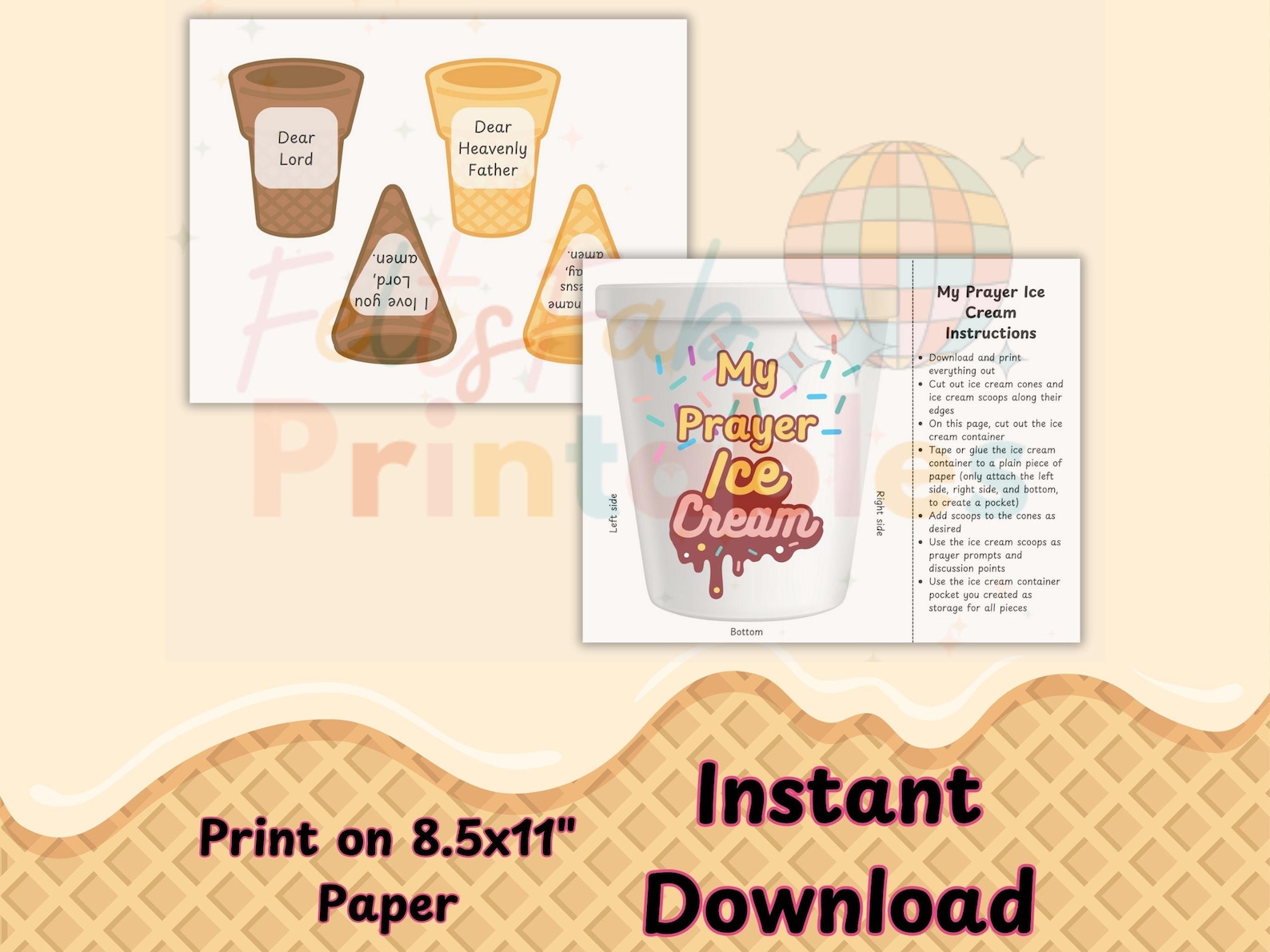Ice Cream Kids Prayer Activity Printable, Bible Based Prayer Prompts ...
