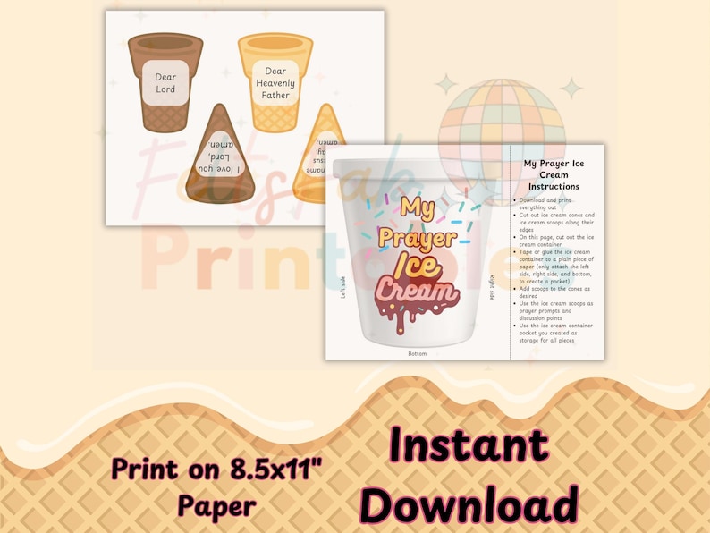 Ice Cream Kids Prayer Activity Printable, Bible Based Prayer Prompts ...