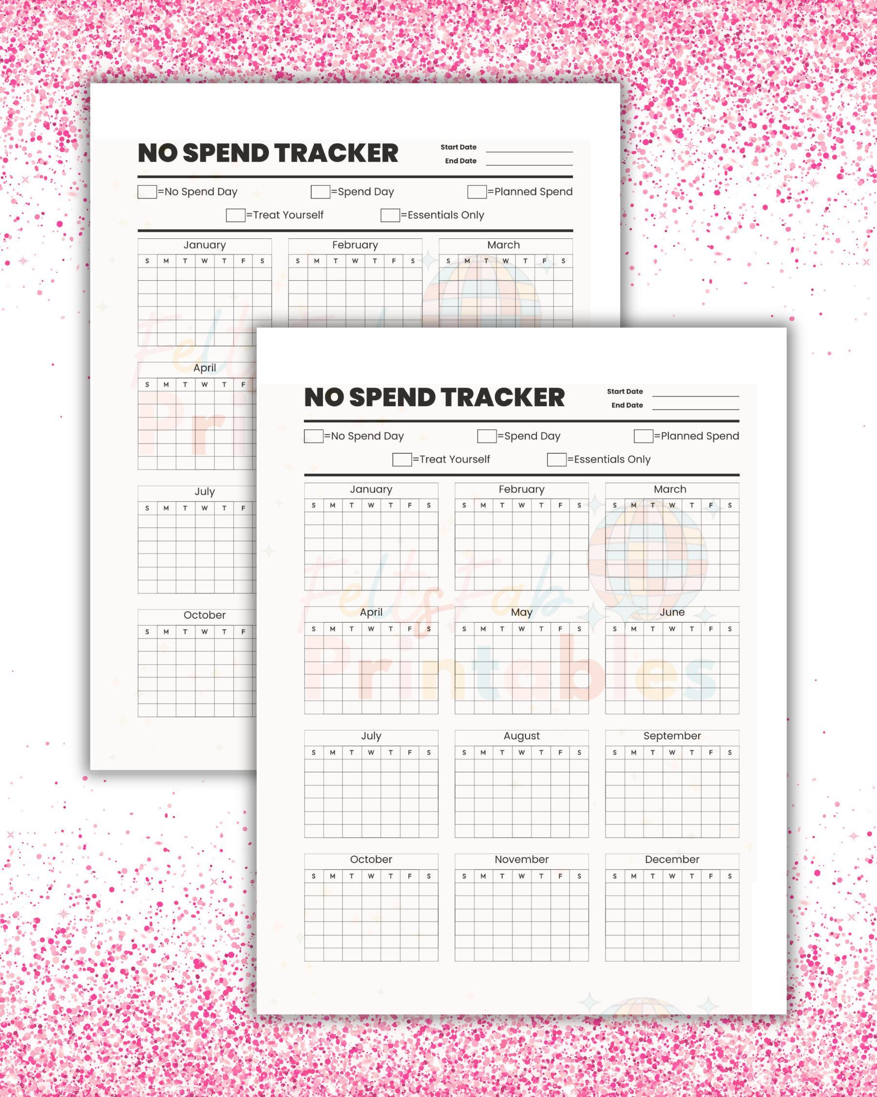 No Spend Tracker Printable, Reusable 2026 No Spend Challenge, No Spend ...