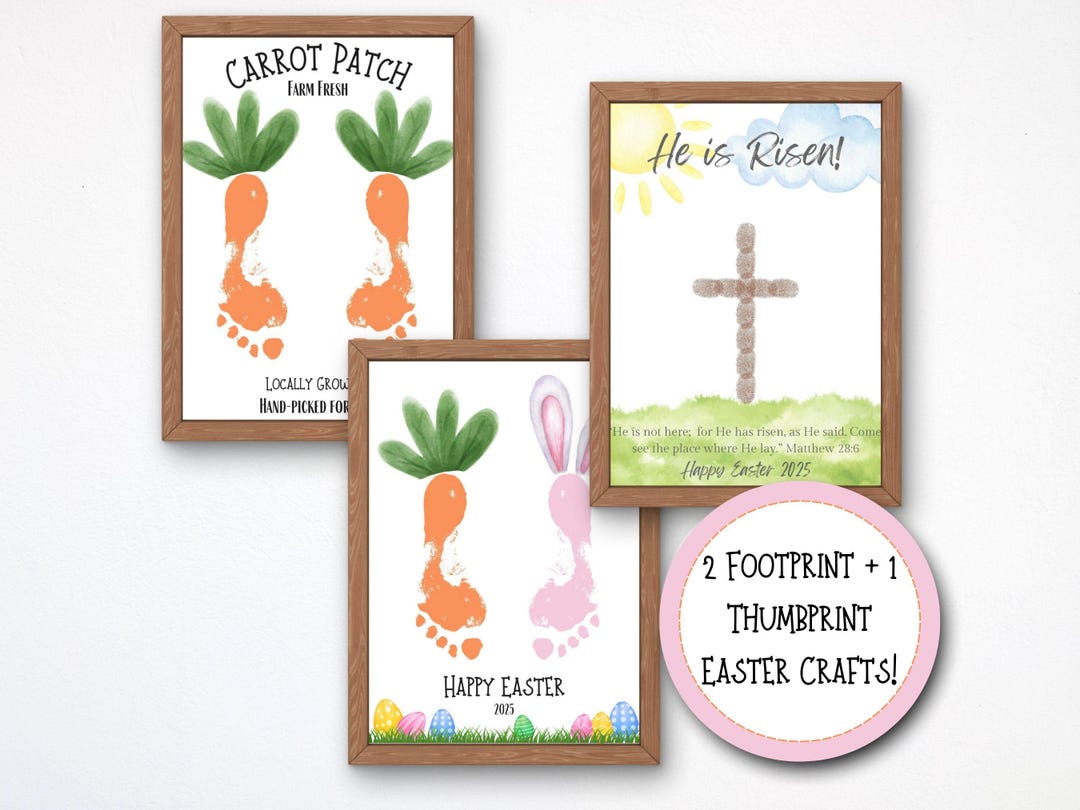 Easter 2025 Thumbprint and Footprint Crafts Printable, Easter ...