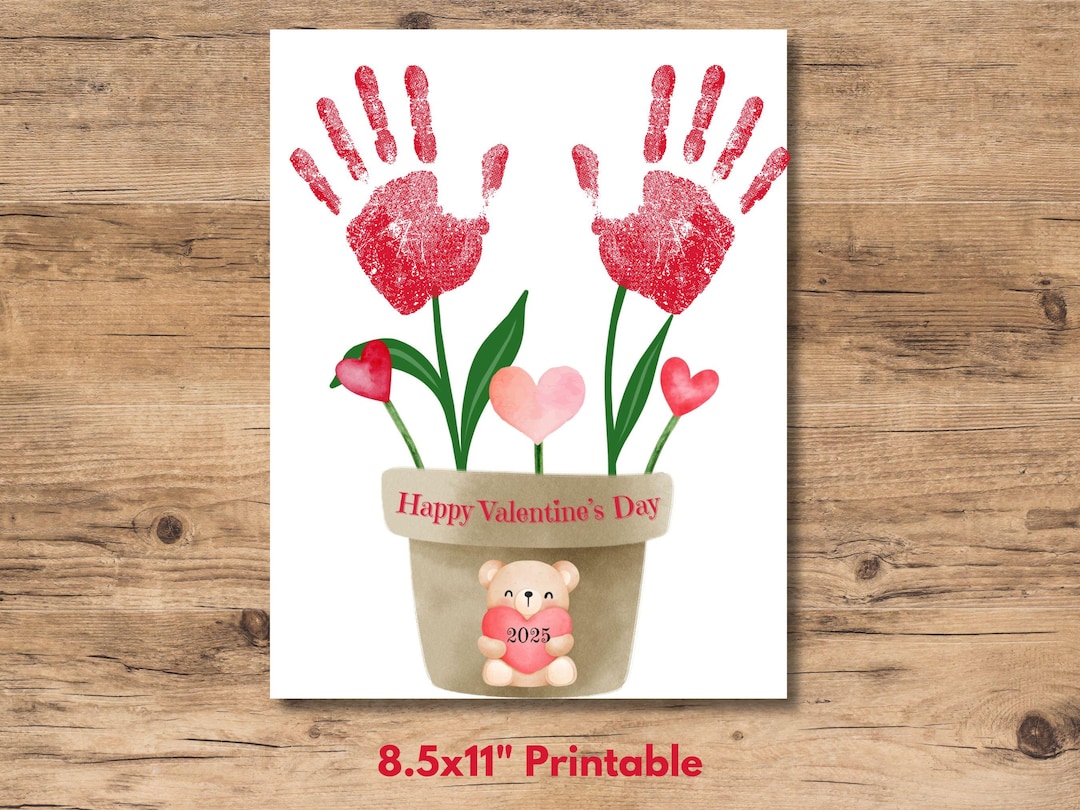 Valentines Day Handprint Craft, Printable Handprint Craft, Valentines ...
