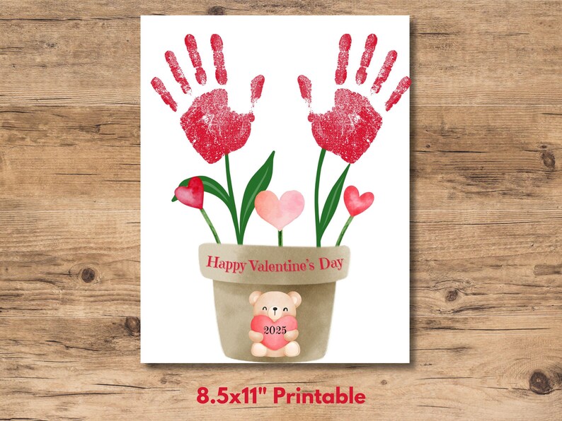 Valentines Day Handprint Craft, Printable Handprint Craft, Valentines ...