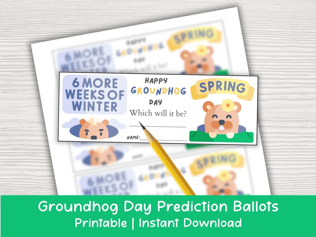 Groundhog Day Printable, Groundhog Day Prediction Ballot Cards ...