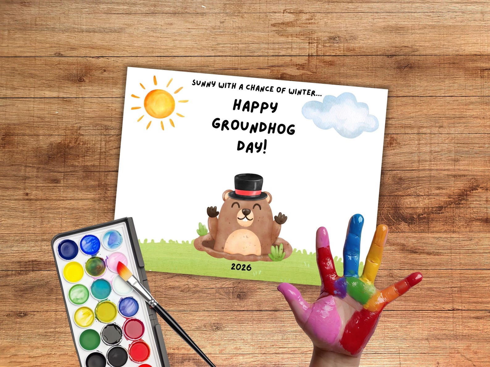 Groundhog Day Handprint Craft, Printable Handprint Craft, Groundhog Day ...