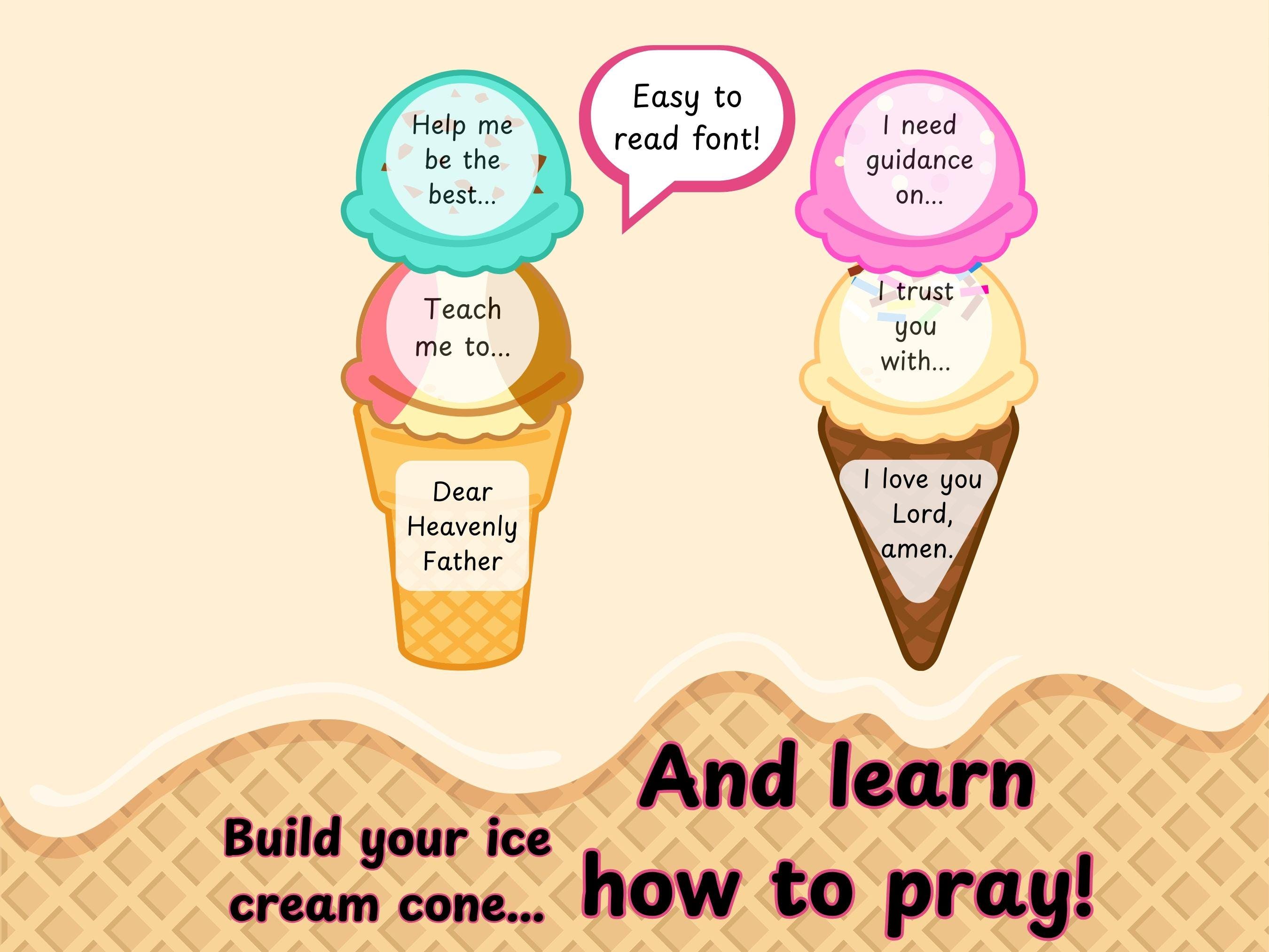 Ice Cream Kids Prayer Activity Printable, Bible Based Prayer Prompts ...