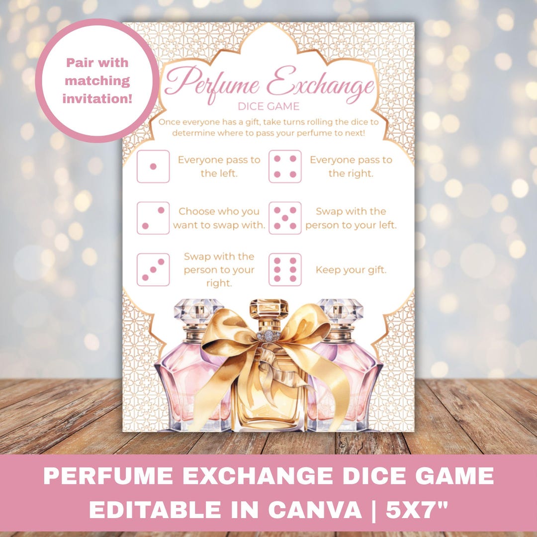 Editable Perfume Exchange Dice Game, Perfume Exchange Dinner, Gift ...