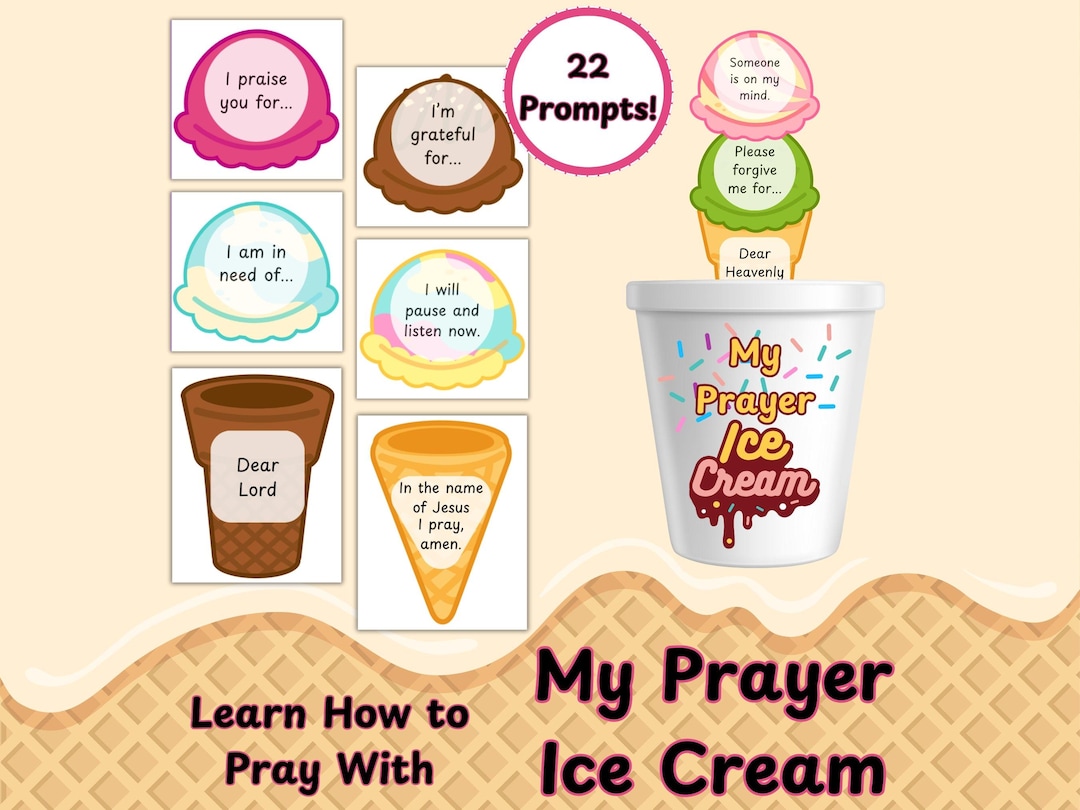 Ice Cream Kids Prayer Activity Printable, Bible Based Prayer Prompts ...