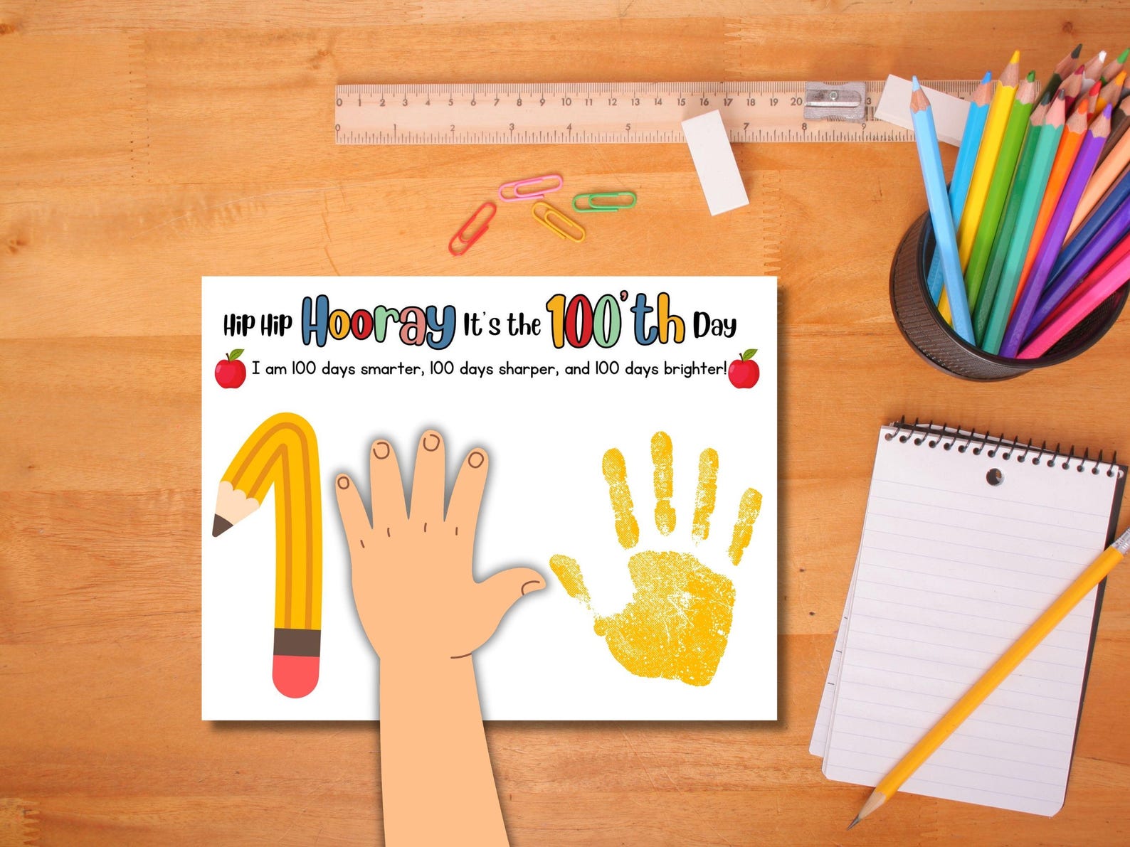 100th Day of School Handprint Craft, 100 Days of School Handprint Art ...