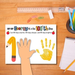 100th Day of School Handprint Craft, 100 Days of School Handprint Art ...