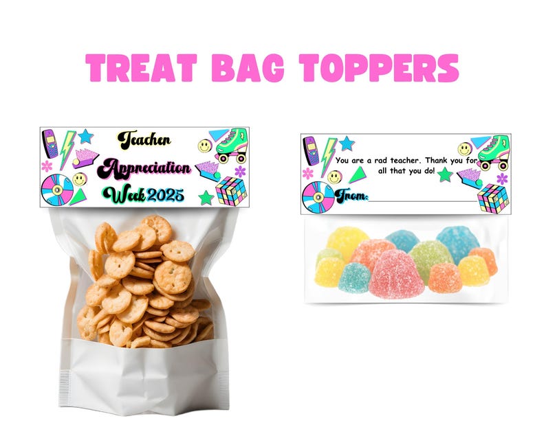 90s Theme Teacher Appreciation Week Treat Bag Topper Printable, Digital ...