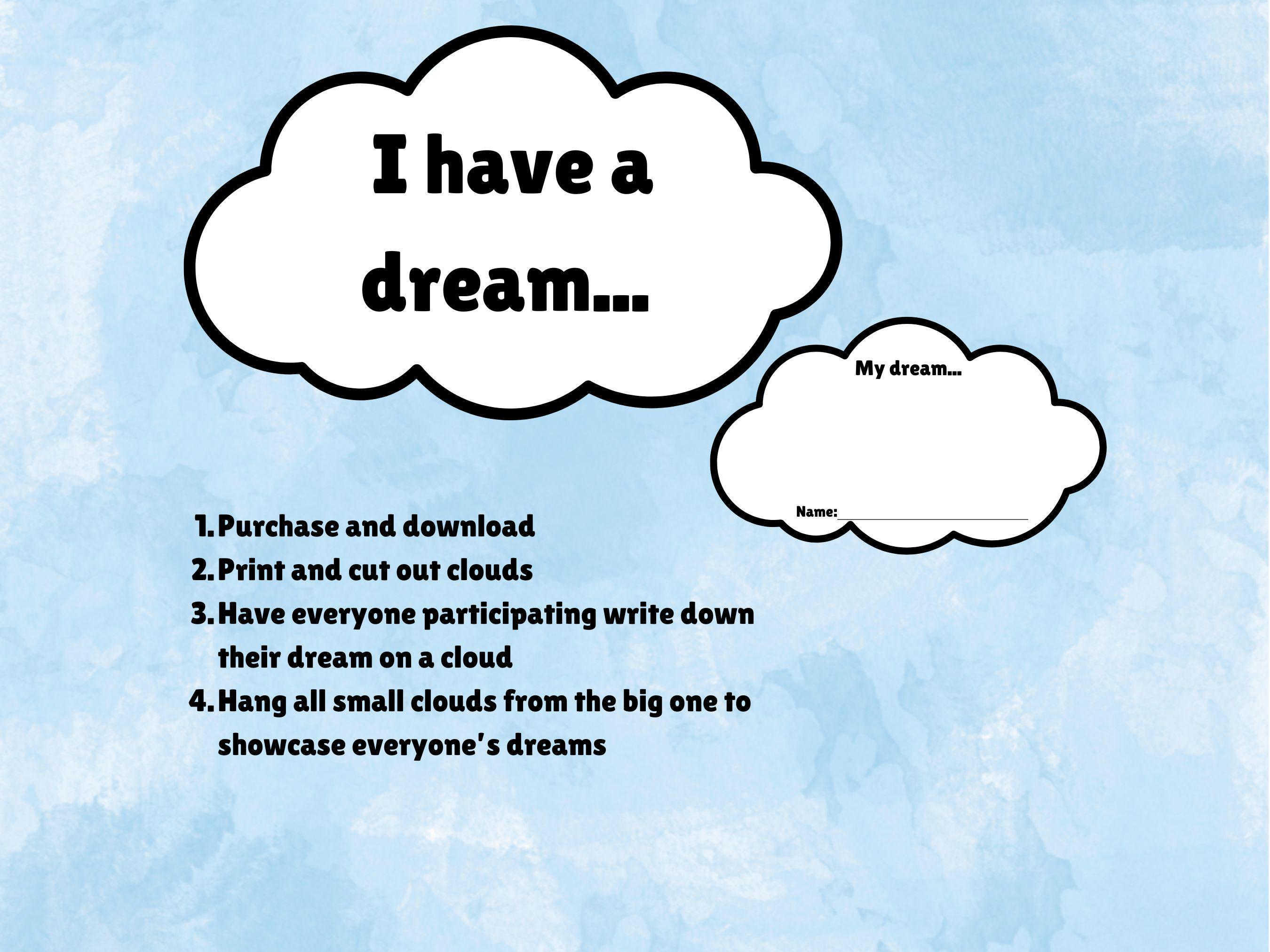 Printable Martin Luther King Jr Activity, I Have a Dream Activity, MLK ...