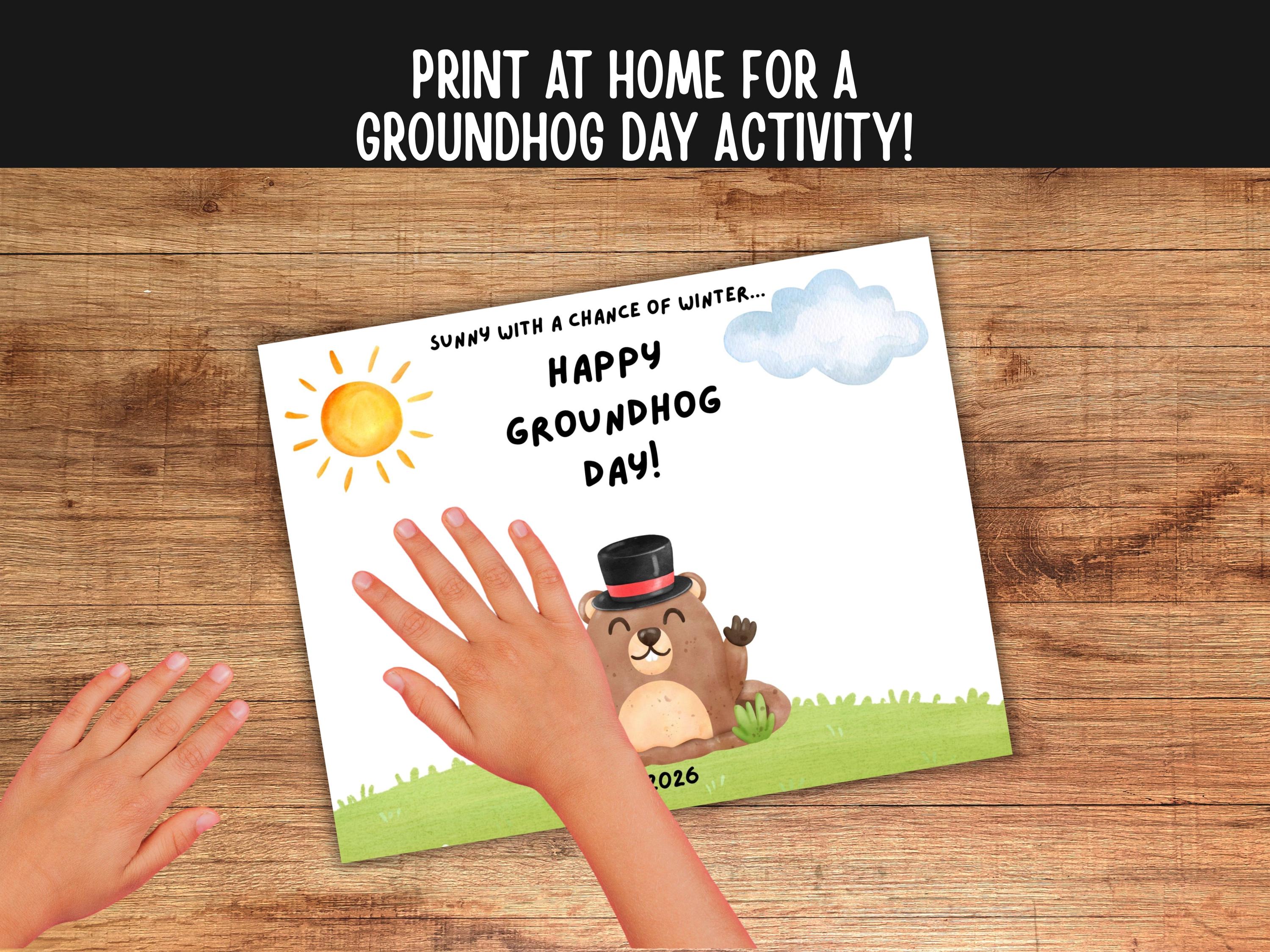 Groundhog Day Handprint Craft, Printable Handprint Craft, Groundhog Day ...