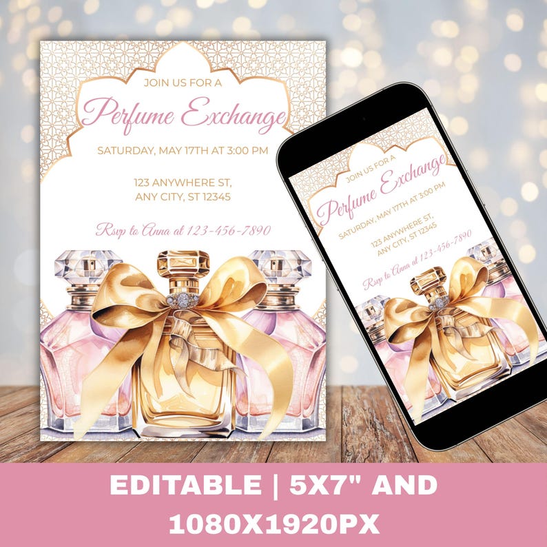 Editable Perfume Exchange Invitation Templates, Printable and Digital ...
