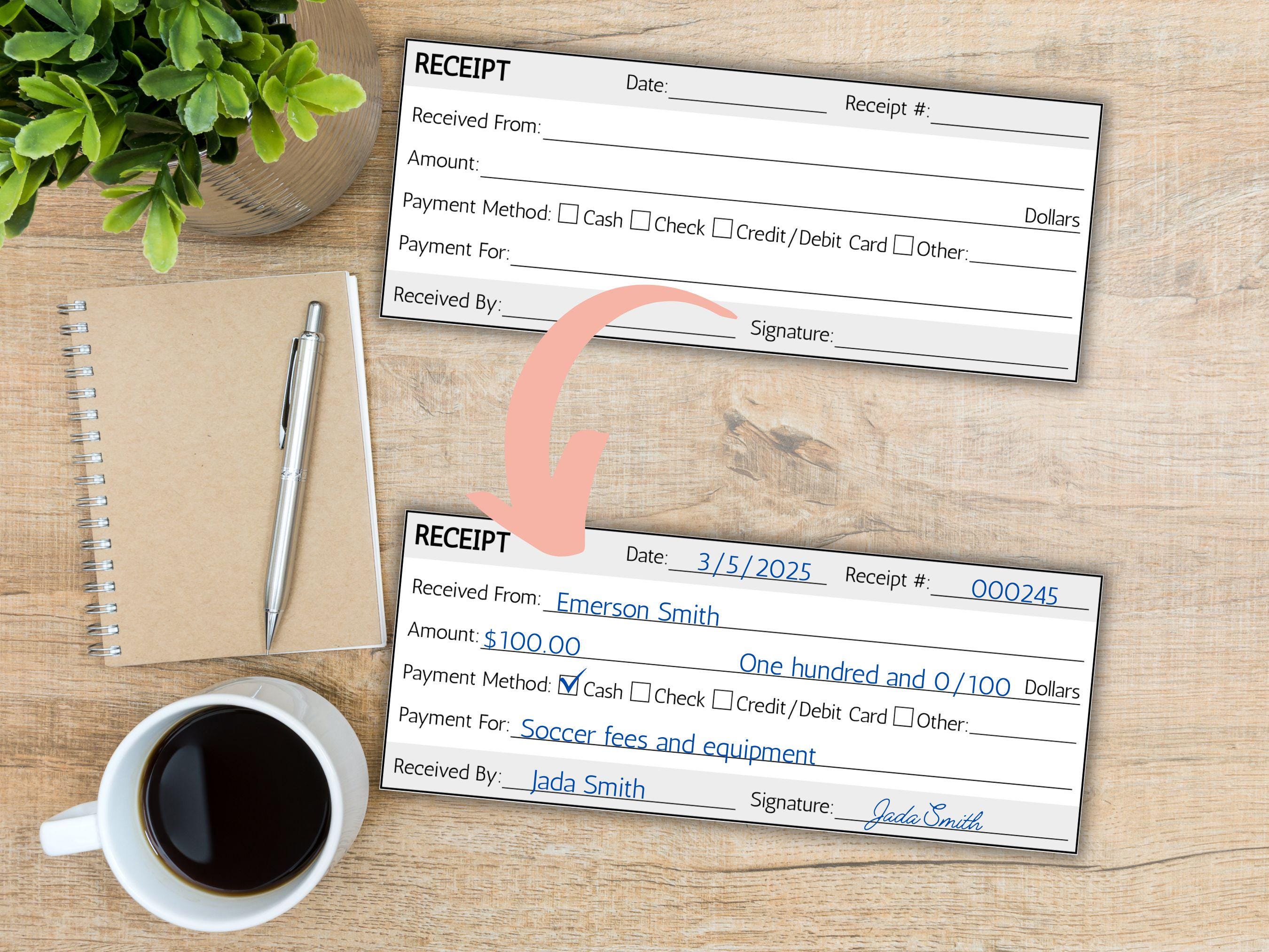 Editable Receipt Template, Printable Receipts, Simple Receipt, Rent ...