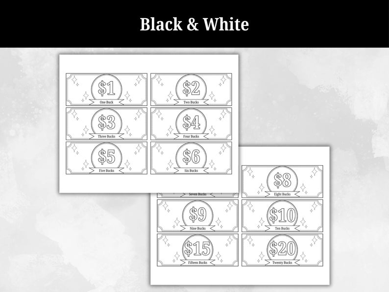 Editable Play Money Printable, Kids Reward Bucks, Allowance Play Money ...