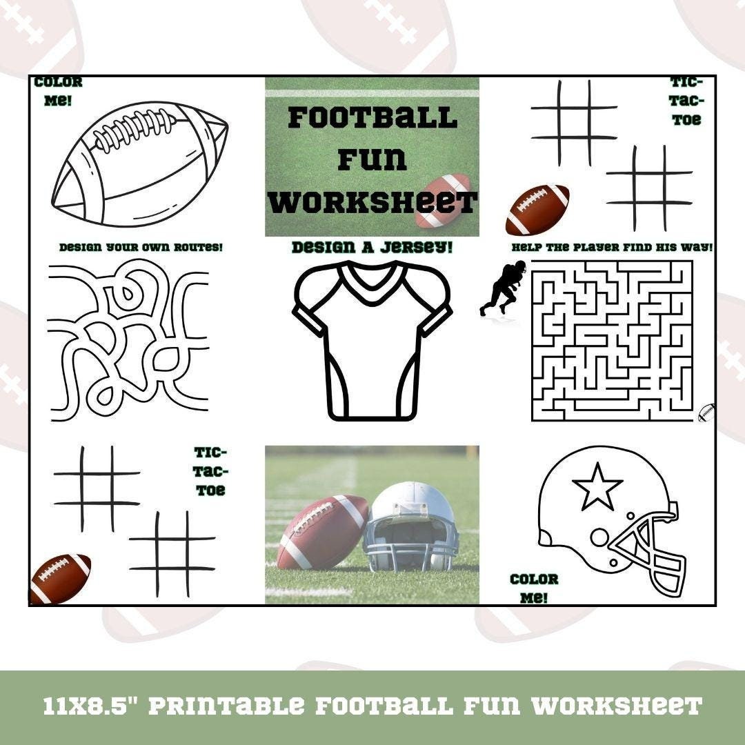 Kids Printable Worksheet, Football Activity Sheet, Kids Party Football ...