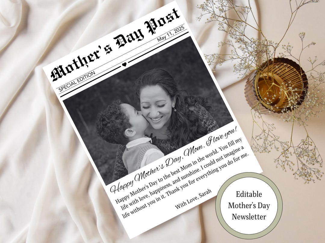 Editable Mother's Day Newspaper Template Printable, Mothers Day ...