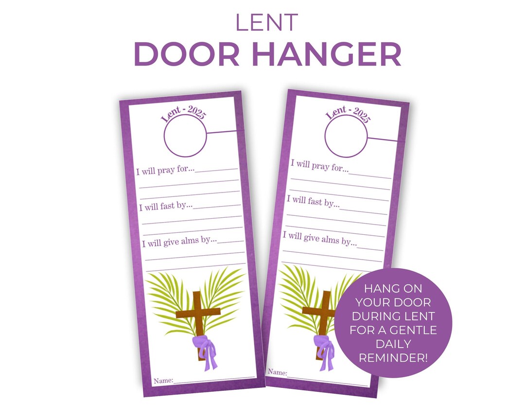 Lent Door Hanger Printable, Printable Door Hanger, Lent Gentle Daily ...
