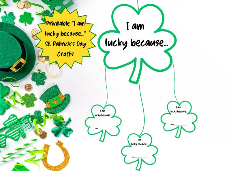 St. Patrick's Day Craft Printable, Hanging I Am Lucky Craft for St ...