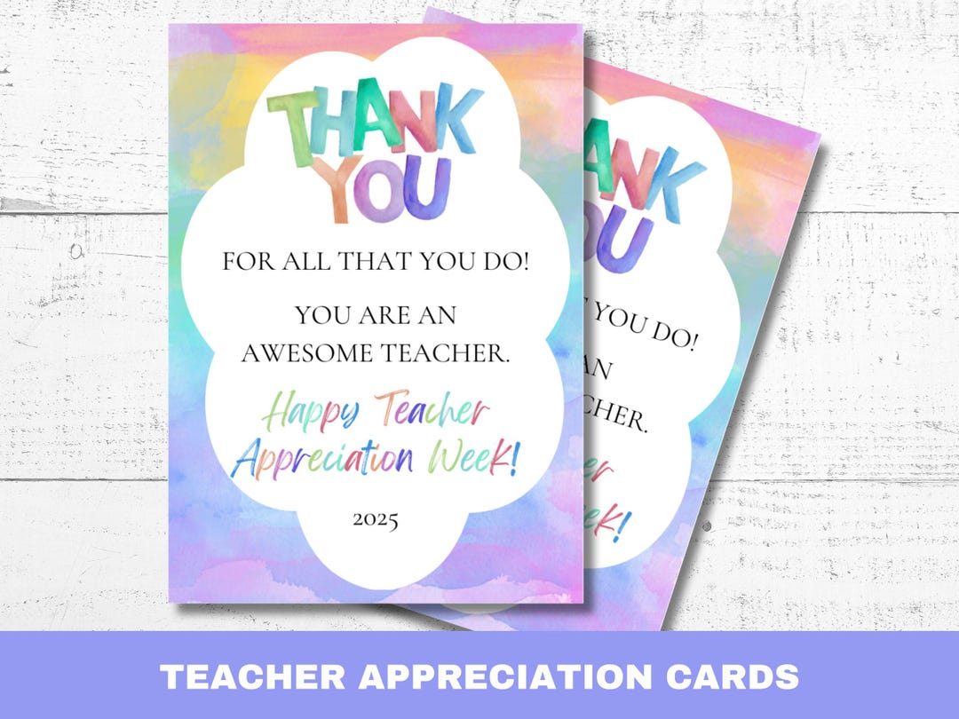 Teacher Appreciation Card Printable, Thank You for All That You Do ...
